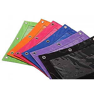 Wodison 18-Packs 3 Ring Pencil Pouch with Clear Window School Classroom Binder Pocket Case Office Stationery Bag Blue