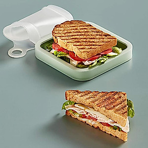 Anjing Silicone Sandwich Container for Lunch Boxes, 2 Pcs Food Storage Containers with Lids, Meal Prep Reusable Bag BPA Free Bento Box Microwave, Freezer & Dishwasher Safe