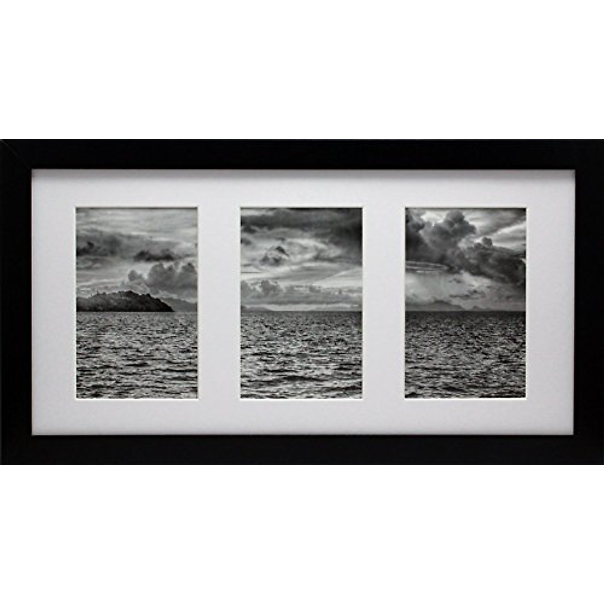 8x16 Collage Black Gallery Picture Frame with Three 4x6 Inch Openings - Wide Molding - Includes Both Attached Hanging Hardware and Desktop Easel - Display Three 4 x 6 Photos Horizontal or Vertical