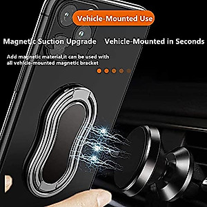 Phone Ring Holder Finger Kickstand, Foldable Cell Phone Stand 360° Rotation Metal Phone Back Grip for Magnetic Car Mount Phone Finger Ring Grip Compatible with iPhone and All Smart Phones (Black)