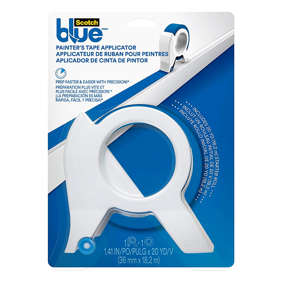 ScotchBlue TA3-SB-ESF Tape Applicator, 1.41" Width, White