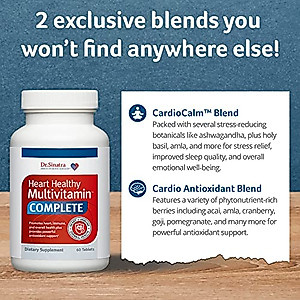 Dr. Stephen Sinatra’s Heart Healthy Multivitamin Complete for Heart, Total Body, Immune, and Mood Support and More with Essential Vitamins Plus Sensoril Ashwagandha