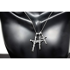 CaliRoseJewelry Sterling Silver Jesus on The Cross Crucifix Textured Pendant Necklace - Large, 22"