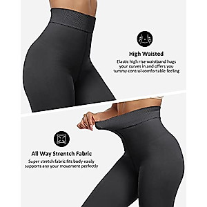 NORMOV Winter Warm Fleece Lined Leggings Women,Thick Thermal Velvet Tights (DGray-M/L) Grey