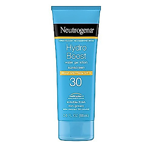 Neutrogena Hydro Boost Water Gel Sunscreen Lotion with Broad Spectrum SPF 30, Water-Resistant Hydrating Body Sunscreen, Non-Greasy & Moisturizing, Hyaluronic Acid, Travel Size, 3 fl. Oz