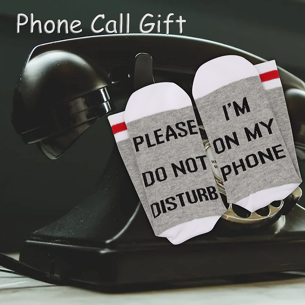 TSOTMO Phone Socks Make Phone Calls Gift Video Telephone Gift Phone Lovers Gifts I'M On My Phone Socks For Men Women (Phone Socks)