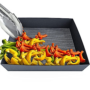 Kona Vegetable Grill Basket - 12" X 12" Non Stick Mesh for BBQ, Pellet Grills, Smokers - Great for Fish, Veggies, Kabobs, Fruit, Nuts, Smoking Cheese