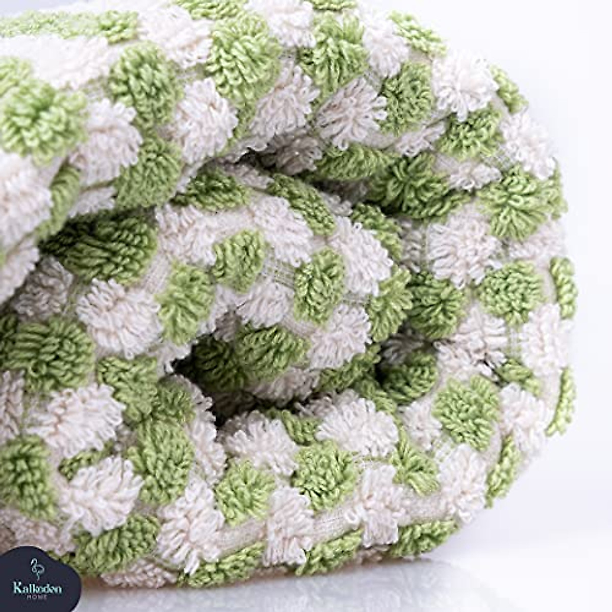 Organic Turkish Cotton Hand Towels for Bathroom | 17 x 35 Inches | Large Soft Plush Fluffy Highly Absorbent Towels for Kitchen, Hand and Face | Decorative Boho Hand Towel (Green, Hand Towel)