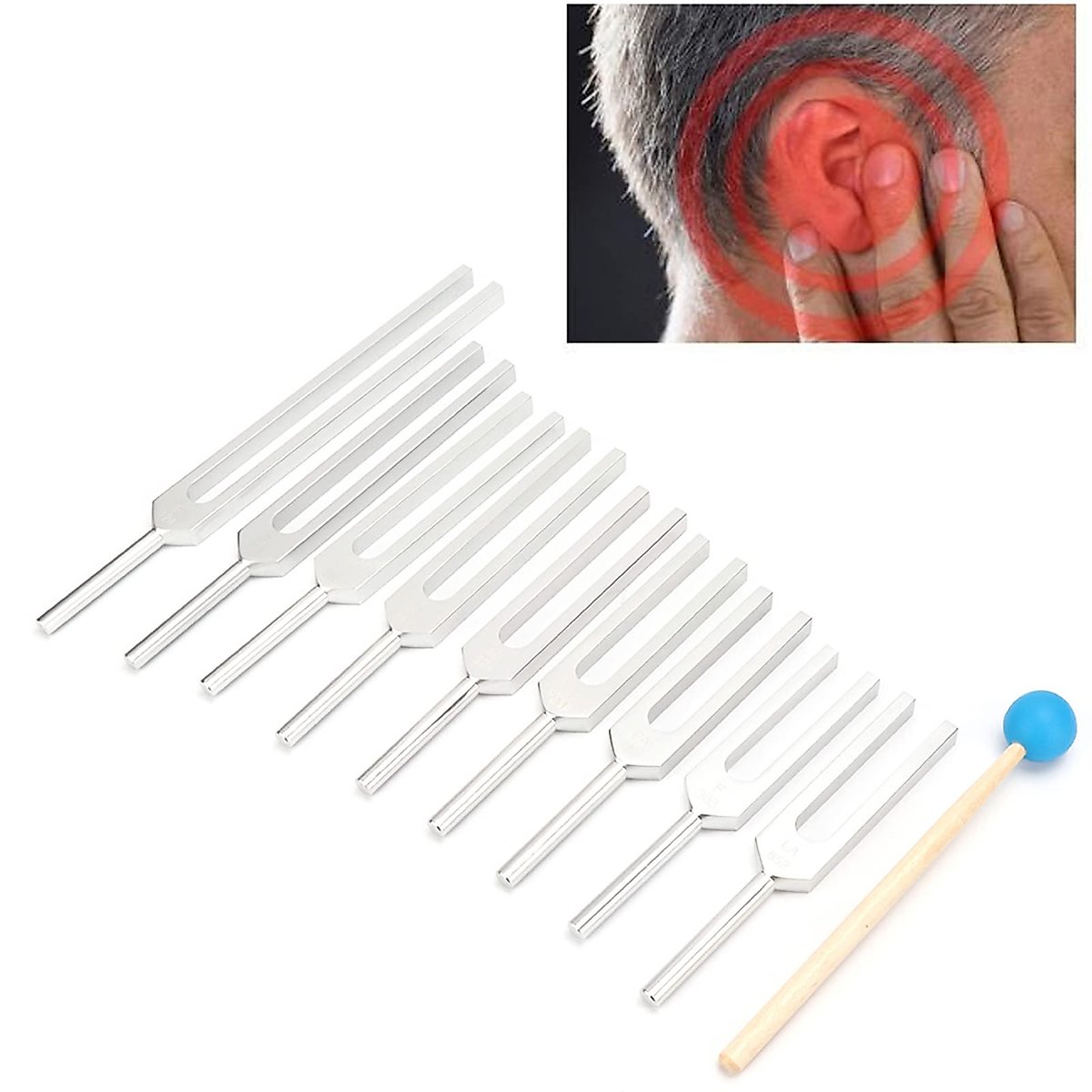 Tuning Fork Set, 9Pcs 174/285/396/417/528/639/741/852/963Hz Chakra Healing Musical Tuning Fork Hammer Set 9Pcs For Tuning Tuning-Devices Instrument Tuner Device