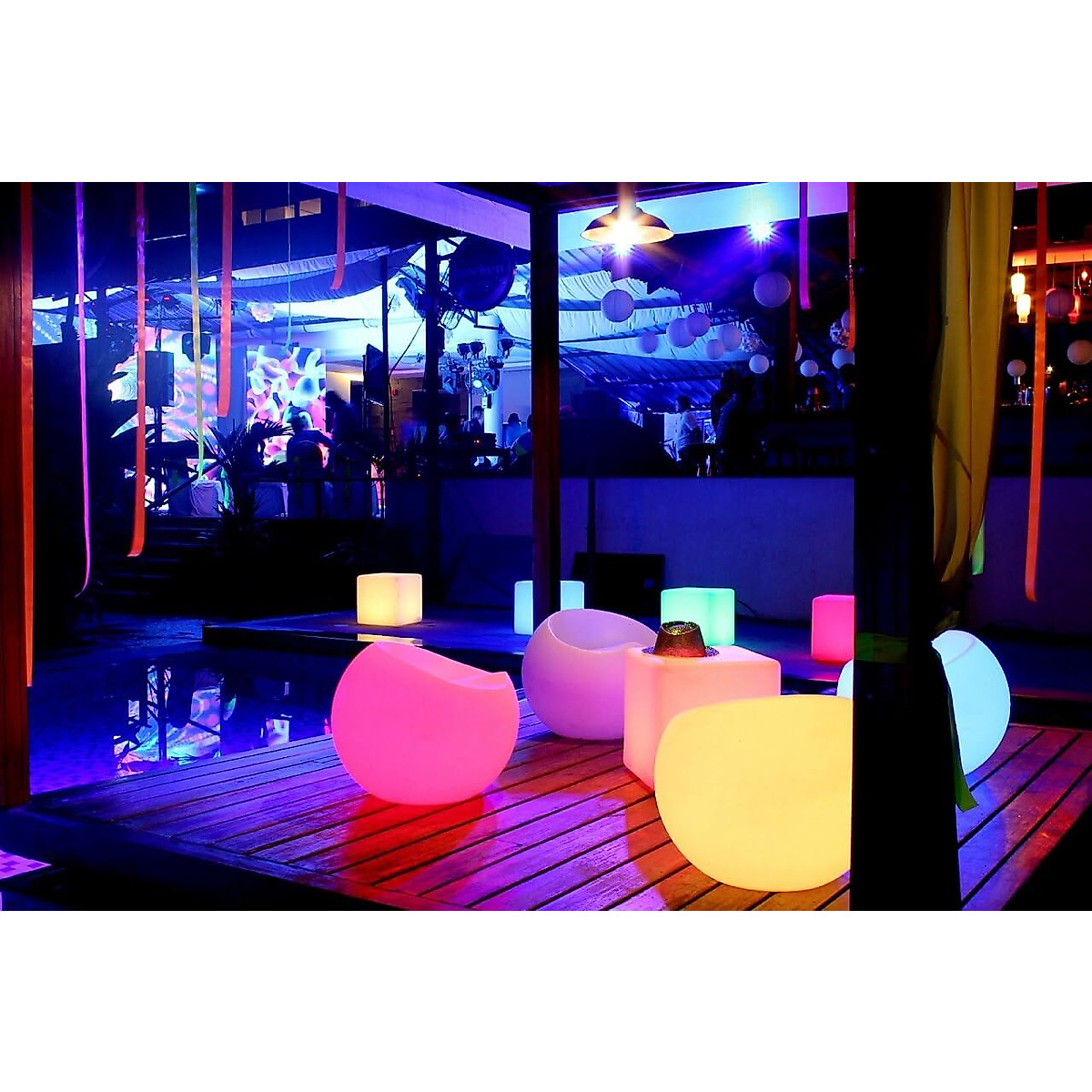 Mr.Go 22-Inch LED Glow Chair, 16 Colors Changing LED Chair, Waterproof Round LED Seat Dimmable LED Mood Lighting for Home Patio Bar Party Pool Deck (22-inch, Round)