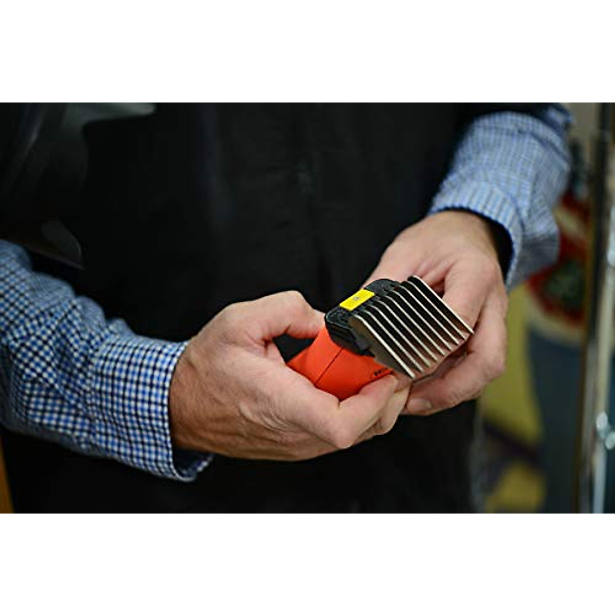 WAHL Professional Animal Stainless Steel Attachment Guide Comb Detachable Blade Pet Clippers #0 5/8” #3375-100, Stainless Steel, Black, and Yellow