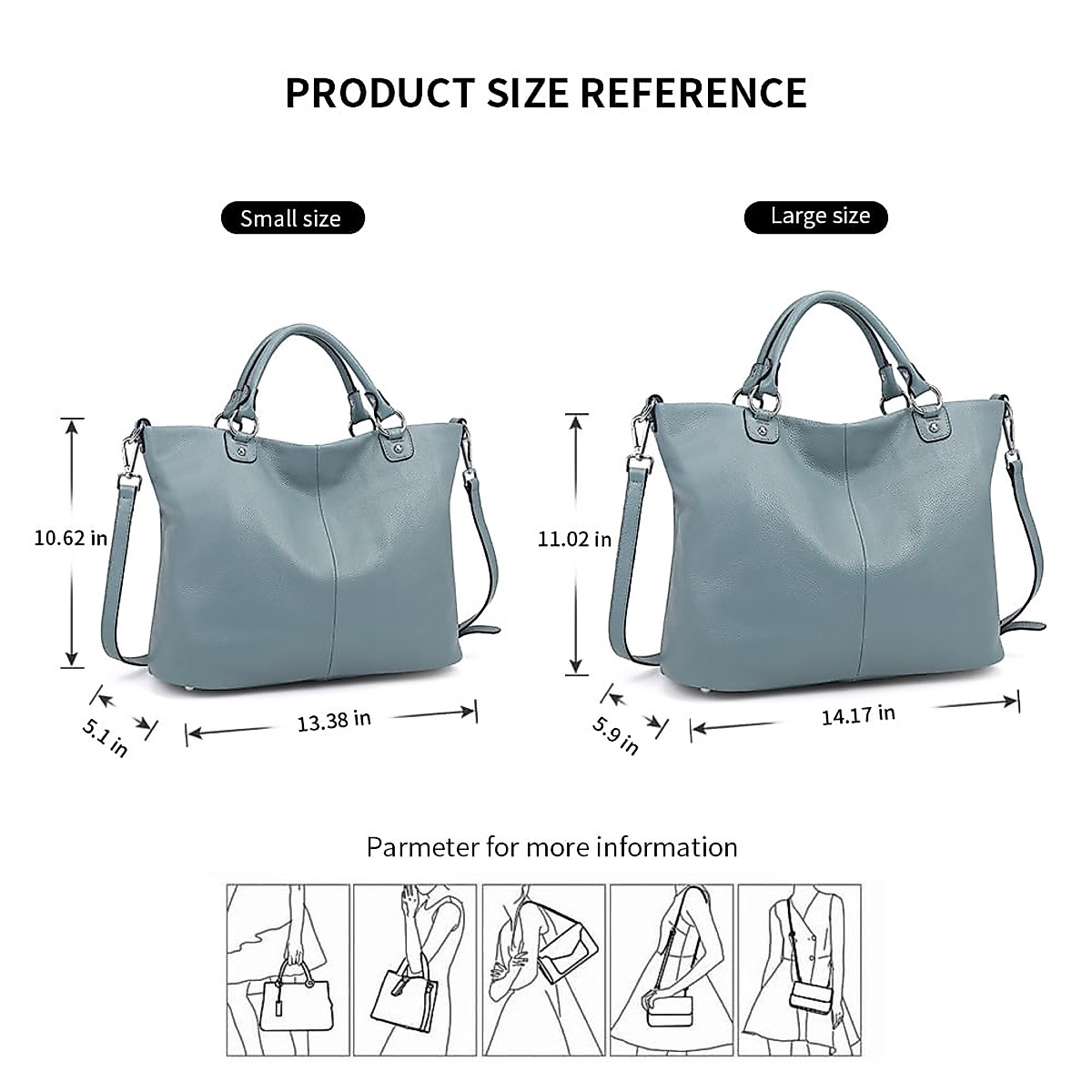 Kattee Women's Soft Leather Tote Bag, Top Satchel Purses and Handbags (Blue)