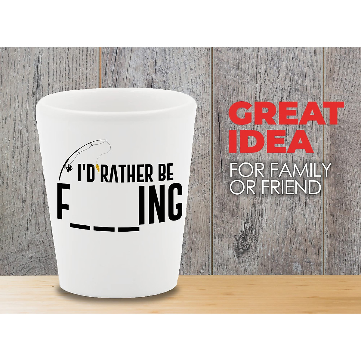 Bubble Hugs Fisherman Shot Glass - I'D Rater Be F Ing - Funny Witty Fish Fisherman River Fishing Lures Flounder Net Present for Dad Uncle Mom