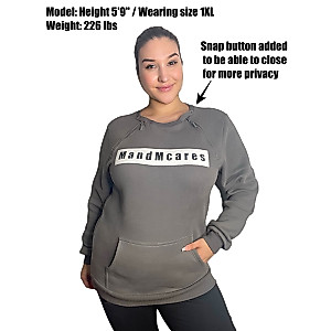 MandMcares Plus Size Sweater| Dialysis Shirts with Zipper| Hemodialysis Clothing | Chemowear Chest Port Access Shirt for Men and Women 4XL