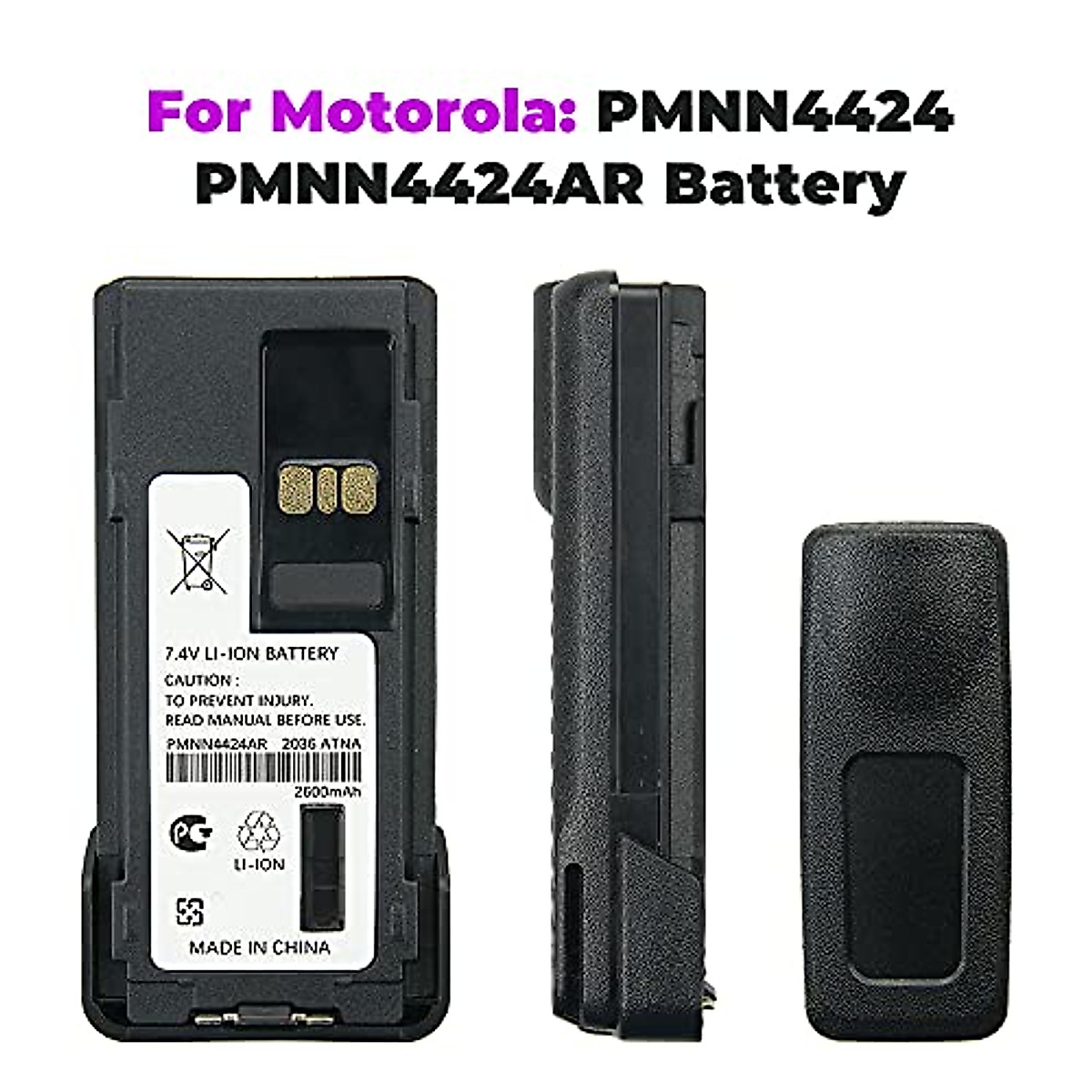 Vineyuan 7.4V 2600mAh PMNN4424AR Li-ion Battery for APX 1000 APX 2000 APX 3000 APX 4000 Two Way Radio Battery with Belt Clip - 10 Pack