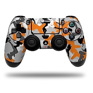 WraptorSkinz Skin Compatible with Sony PS4 Dualshock Controller PlayStation 4 Original Slim and Pro Sexy Girl Silhouette Camo Orange (Controller NOT Included)