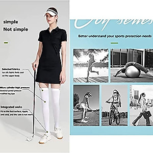 Hopply Golf Sun Protection Socks UPF50+ Overknee Stocking Ice Silk Breathable Cool Socks for Women School Outdoor Sports (as1, alpha, one_size, regular, regular, 3Pairs-short(black), One size)