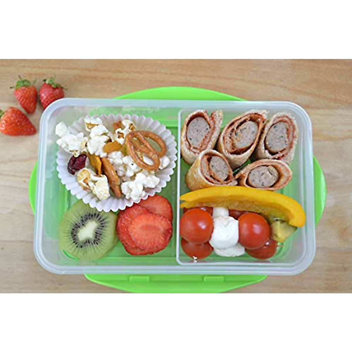By Caleb Company 3 Pack Green Bento Boxes - 39 Ounce Divided Food Storage Containers With Lids - Leakproof, BPA Free Bento Lunch Box for Adults & Kids Lunches Is Safe For Dishwasher & Microwave