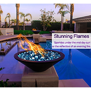 Fire Glass Diamond 1 Inch Firepit Glass Rock 10-Pound Fire Glass Diamonds for Fire Pit Fireplace, Propane Fire Pit, Landscaping - Blue Fire Glass Diamonds