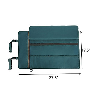 Heavy Duty Waxed Canvas, Multi-Purpose Knife Case With 11 Slots, Durable Handle, Elastic Band (Dark Green)