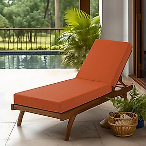 Codi Lounge Chair Cushion, Outdoor Chaise Cushions for Pool, Double Waterproof Fabric, 70 x 22.5 x 3.5 Inch Spice