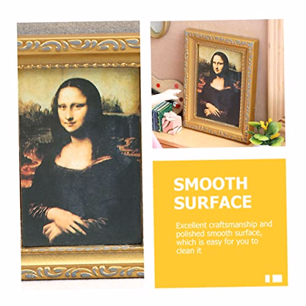 Toyvian Dollhouse Accessories Mini Photo Frame Toy Miniature Scene Furniture Miniatures Oil Painting Tiny Oil Painting Craft Simulated Mona Lisa Painting Exquisite Oil Painting Doll House