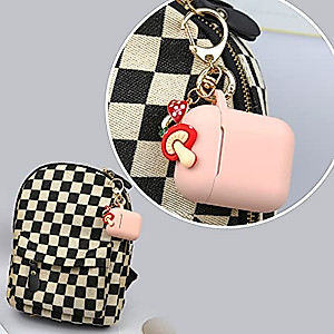 Wonhibo Cute Mushroom Airpod Case, Kawaii Silicone Pastel Pink Cover for Apple Airpods 1st and 2nd Generation with Keychain