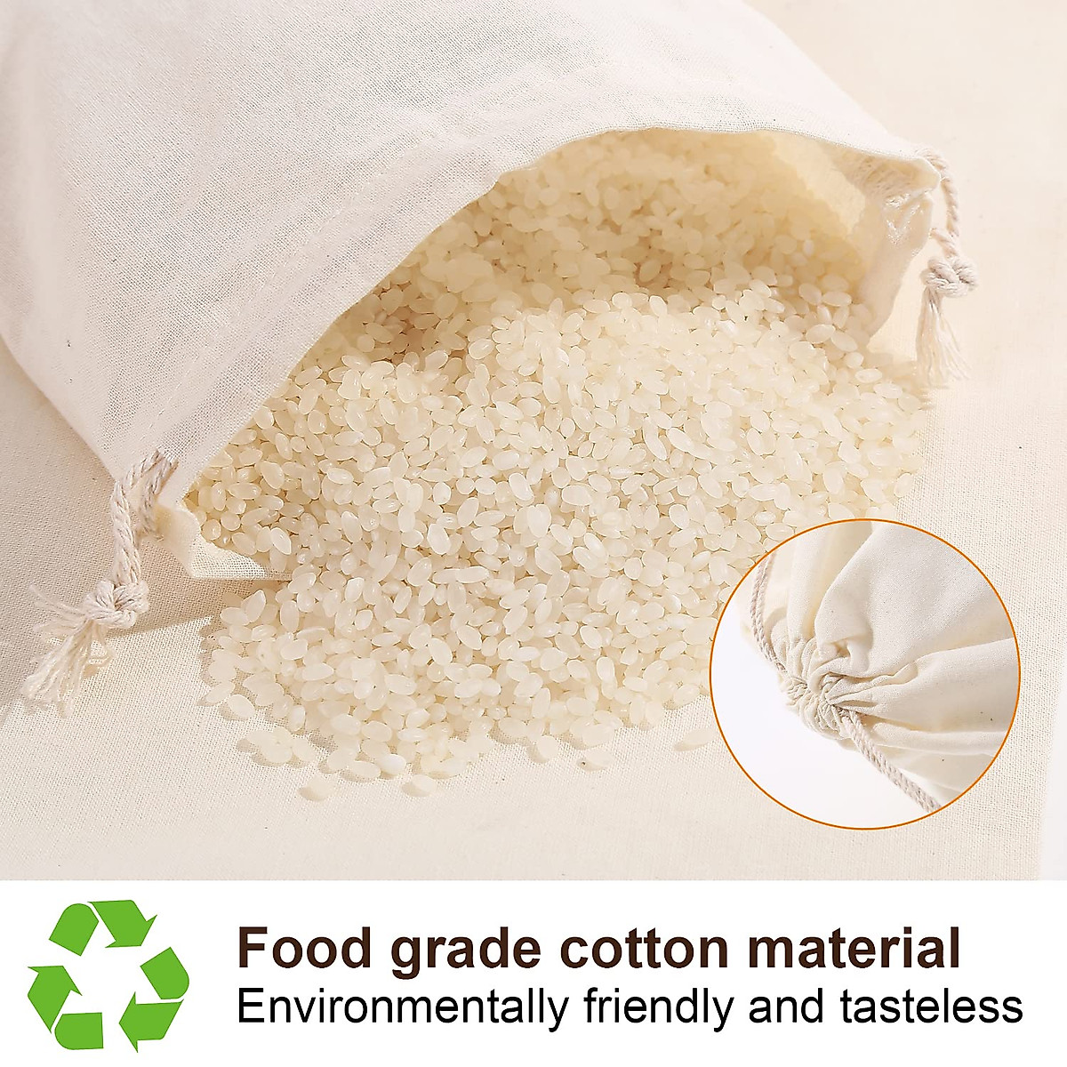 AUCIWLK 50 Pieces Muslin Bags Cotton Drawstring Bags Sachet Bag for Home Supplies fabric bags…