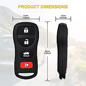 Pilida Keyless Entry Remote Control: Car Key Fob Compatible with Infiniti Nissan Altima Armada Maxima Quest Sentra 350Z| EX35 FX35 FX45 I35 G35 QX56 Replacement for KBRASTU15 (2 Pack)