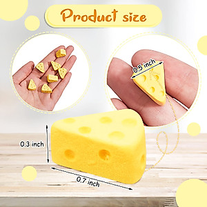 Gejoy 50 Pieces Miniatures Food Cheese Toy Christmas Decoration Mini Fake Cheese for Dollhouse Accessories Models Mini Resin Simulation Cheese for Kitchen Decoration DIY Accessory