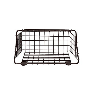 Spectrum Diversified Vintage Large Cabinet & Wall-Mounted Basket for Storage & Organization Rustic Farmhouse Decor, Sturdy Steel Wire Storage Bin, Bronze