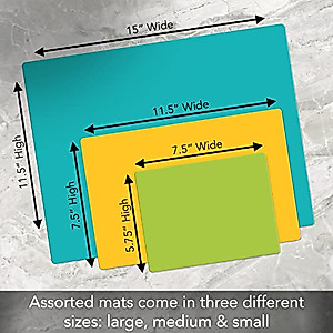 Cut N' Funnel Citrus Berry Non-Slip Flexible Plastic Cutting Board Mats 3 Pack of Assorted Sizes & Colors Made in the USA BPA Free Dishwasher Safe