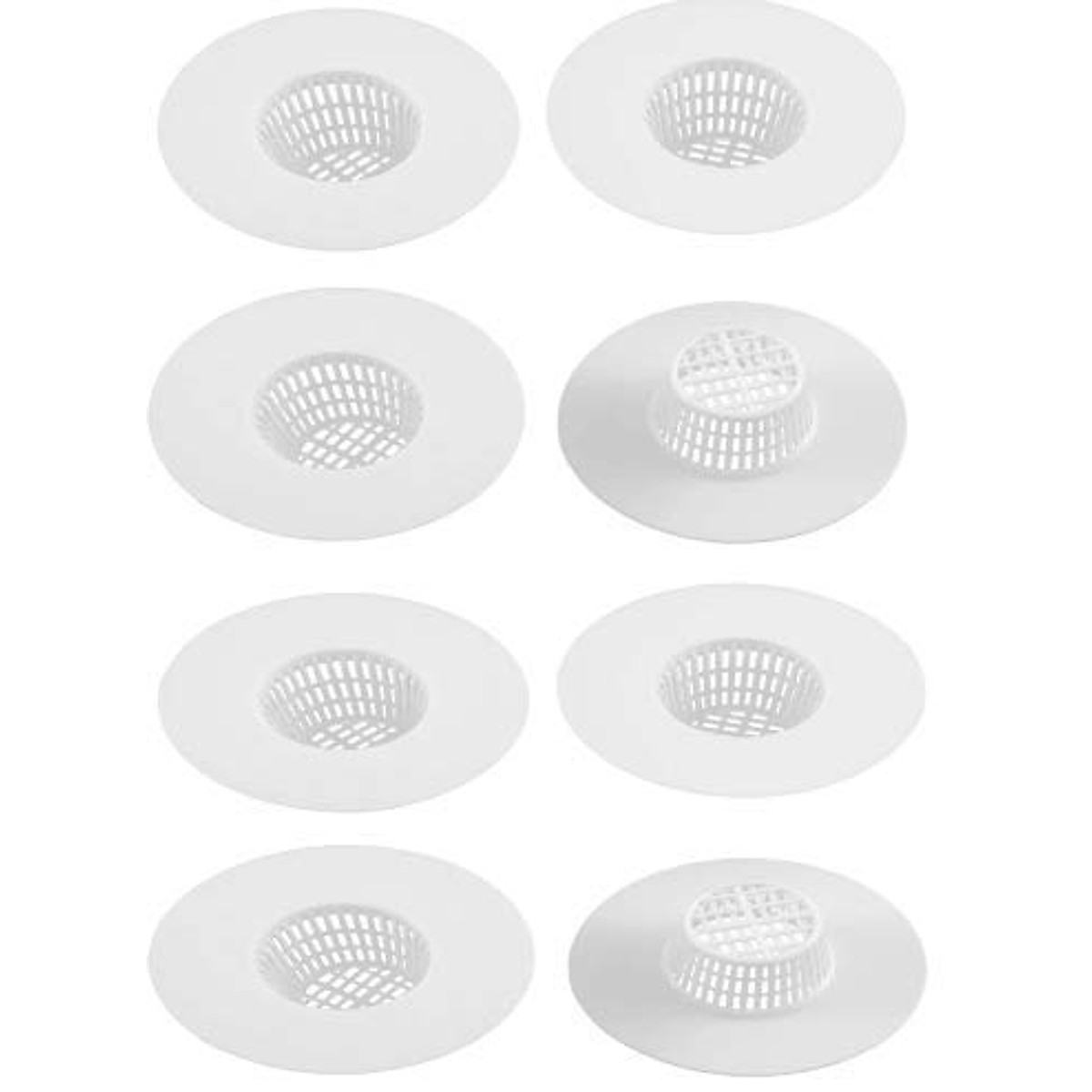 Bathroom Plastic Drain Hair Stopper Strainers Sink Drainer Filter Net White Sink Strainers Rubber Shower Traps Floor Shower Drain Covers Basin Filters Silicone Filters For Kitchen 1 Pack of 8 (White)
