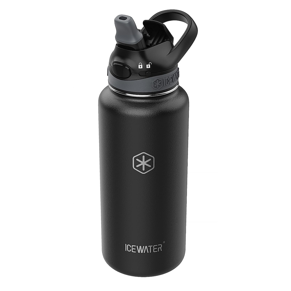 ICEWATER-40 oz, 2 Lids(Soft Auto Straw & Wide Mouth),Insulated Water Bottle,18/8 Stainless Steel,BPA-Free,Vacuum Double Walled,Leak Proof (40 oz, Purple)