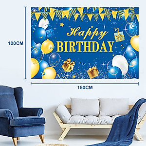 Kedrwa Blue and Gold Birthday Decorations, Blue and Gold Balloon Arch and Birthday Backdrop Blue and Gold Party Balloons for Men Women Birthday Decorations
