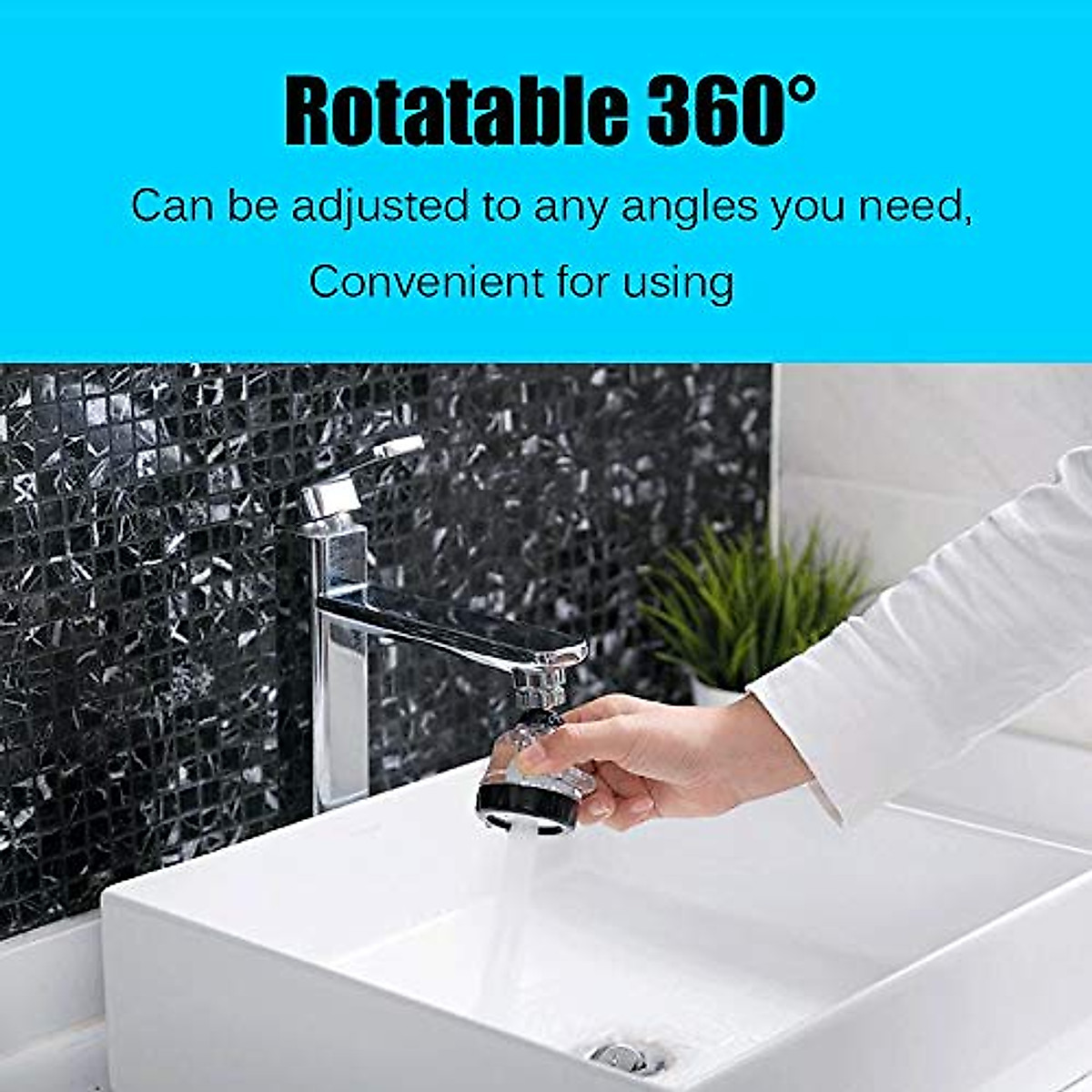 Kaxich 360°Swivel Faucet Tap Aerator, Adjustable 3 Mode Water-saving Faucet Splash-proof Filter Tap Booster for Bathroom Kitchen