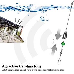THKFISH Fishing Weights Bullet-Weights Carolina Ready Rigs Pre Rigged Carolina Rigs 1/2oz 10pcs