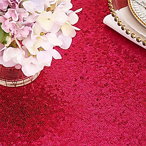 Eternal Beauty Sequin Tablecloth, 60x102 Rectangle Sequin Tablecloth for Party Cake Dessert Table Exhibition Events,Hot Pink