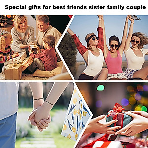 Morse Code Bracelets for Women Men, 2PCS I Love You String Adjustable Matching Bracelets Gifts for Couples Mom Daughter Best Friend Inspirational bracelets with Black Hematite Beads