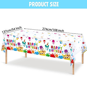 3 Pieces Art Paint Party Tablecloths Happy Birthday Table Cover Paint Splatter Party Table Cloth Disposable Plastic Painting Supplies for Kids Birthday Artist Theme Decorations 108 x 54 Inch