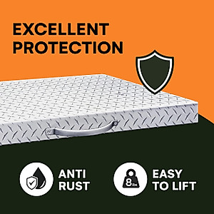 flybold Griddle Cover Works for Blackstone Flat Top Hard Lid with Waterproof Aluminum Diamond Plate Stainless Steel Handle for Outdoor 28 inch BBQ Hood Accessories