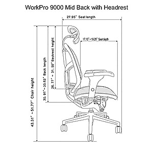WorkPro® Quantum 9000 Series Ergonomic Mesh High-Back Executive Chair, Black, BIFMA Certified