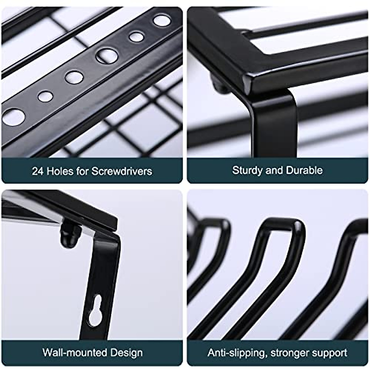 Power Tools Organizer, Qiyeego Drill Holder Wall Mount, Electric Drill Storage Rack, Drill Organizer Compact Steel Design for Garage, Workshop (Metal)