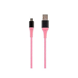 Monoprice USB 2.0 Micro B to Type A Charge and Sync Cable - 3 Feet - Pink | Durable, Kevlar-Reinforced Nylon-Braid - AtlasFlex Series