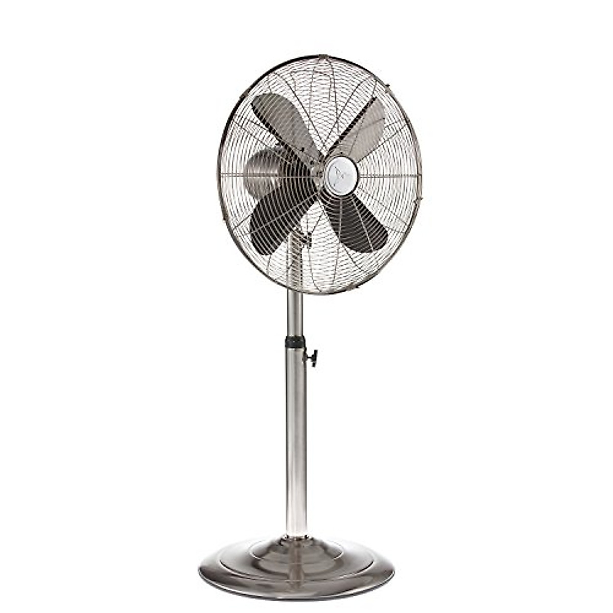 DecoBREEZE Pedestal Standing Floor Fan, Indoor 3-Speed Oscillating Fan with Adjustable Height, Stainless, Retro Fan, 16 inches