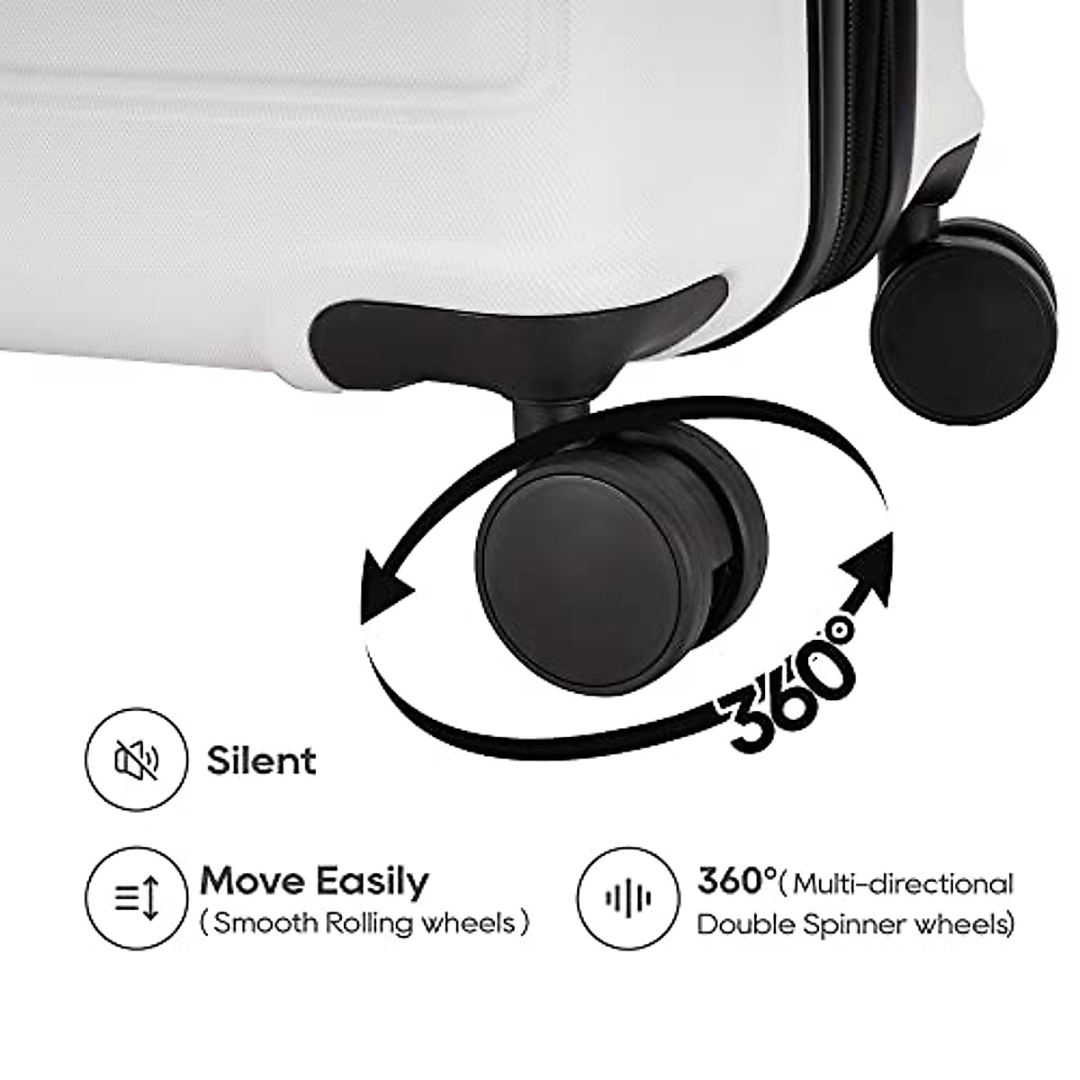 GinzaTravel 3-Piece ABS Luggage Set with TSA Locks, Expandable, and Friction-Resistant in white - Includes 20", 24" & 28" Spinner Suitcases