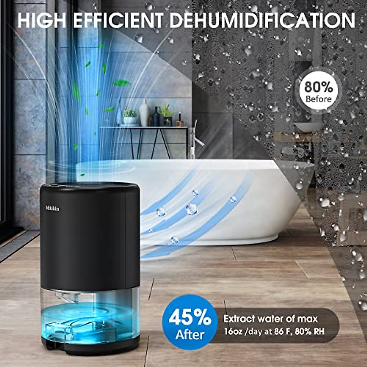 Dehumidifiers for Home, Upgraded 35oz Dehumidifier Up to 285 sq.ft with Auto-off, Sleep Mode, 7 Colorful Night Light, Quiet Portable Small Dehumidifiers for Bathroom, Bedroom, Basement, RV, Closet