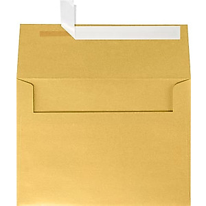 LUXPaper A7 Invitation Envelopes | Peel & Press | 5 1/4" x 7 1/4" | Gold Metallic | 80lb. Text | 50 Qty