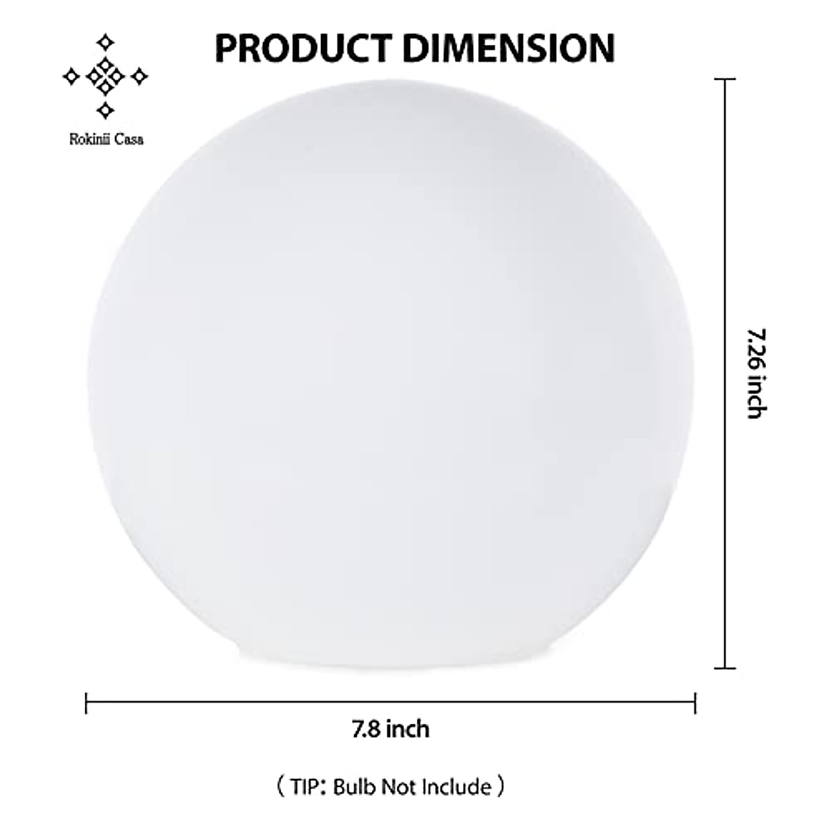 Rokinii Casa 7.8 Inch Ball Table Lamp with Glass Shade, Ball Light Bookshelf Lamp for Bedroom, Dorm, Office and Bedroom Bookshelf Reading Decoration, Without Bulb