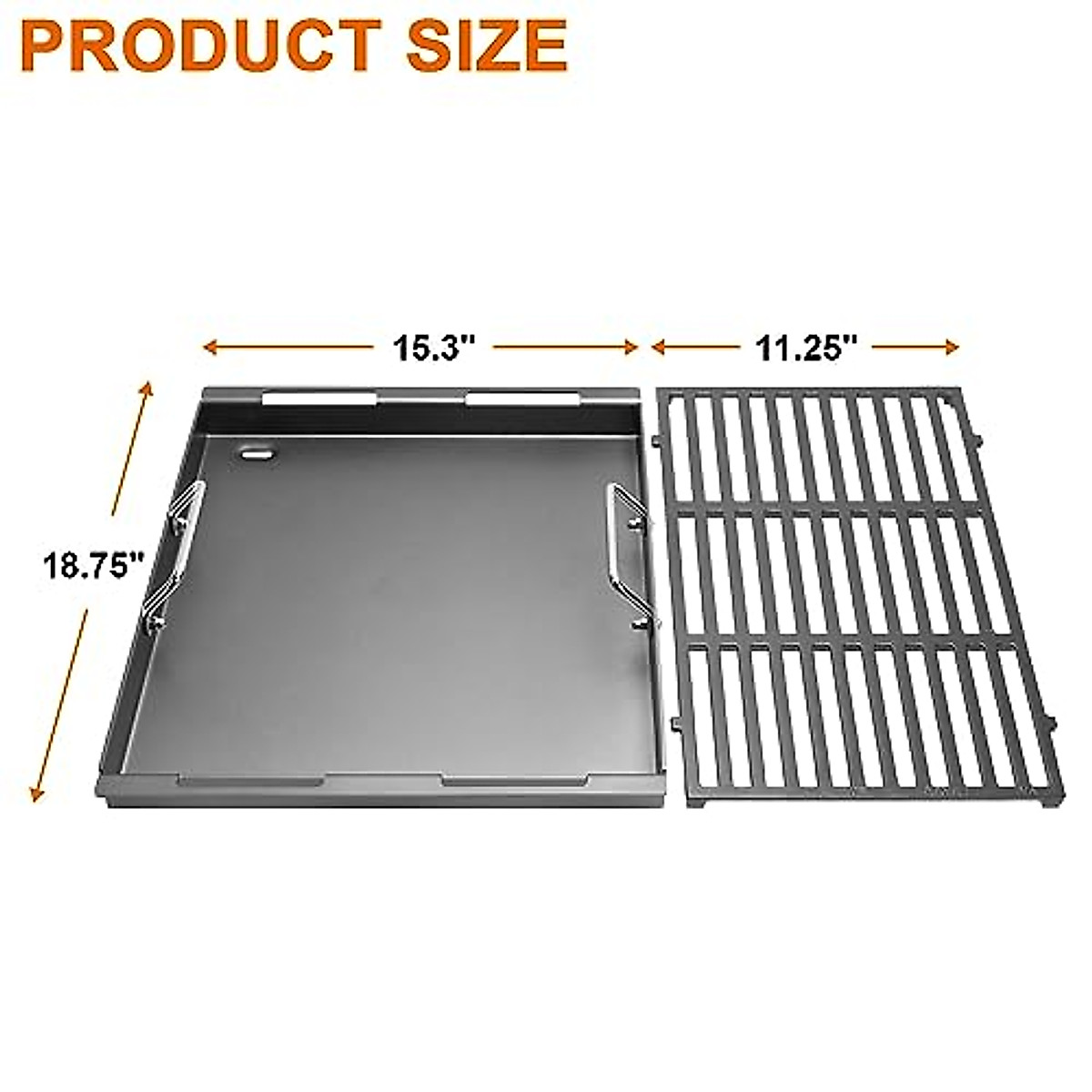 Upgrade Griddle Inserts and Grate for Weber Genesis II 300 Grills, Flat Top Griddle Kit for Weber Genesis II E-310 E-315 E-330 E-335 S-310 S-335 LX S/E-340, Part for Weber 6788 Full-Size Griddle
